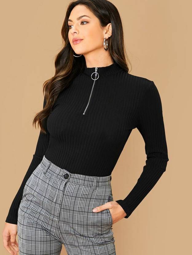 swaggish Casual Solid Women Black Top - Buy swaggish Casual Solid Women ...