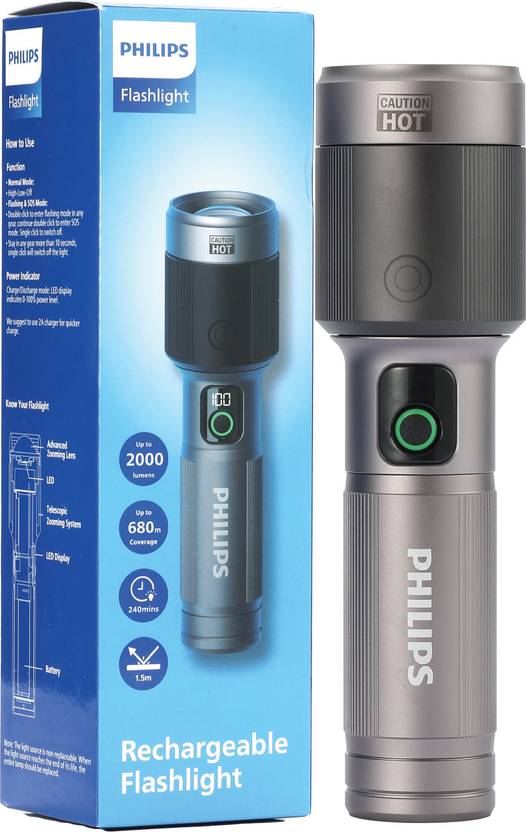 PHILIPS Aircraft Aluminium Alloy, Zoom LED Flashlight – 2150 lm ...