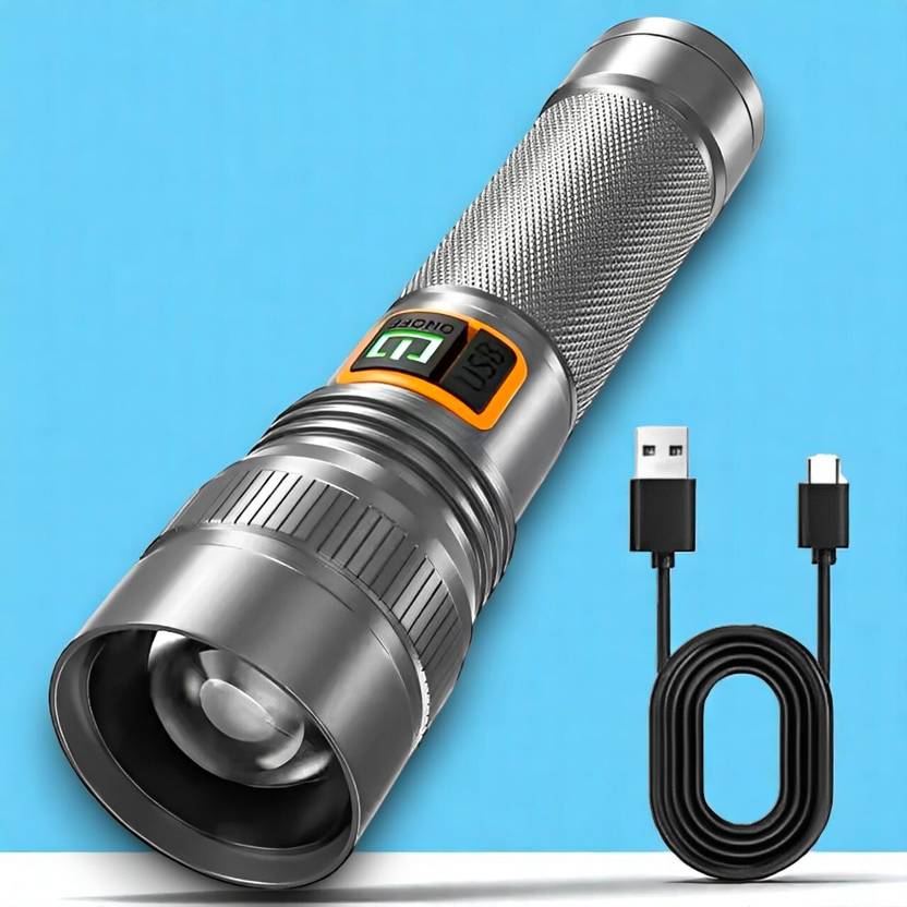 Shamsa A246 (ZOOMABLE LED Metal Torch) 4 Modes Flashlight, Super Bright ...