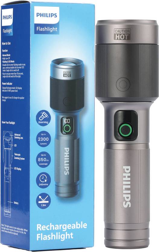 PHILIPS Aircraft Aluminium Alloy, Zoom LED Flashlight – 2150 lm ...