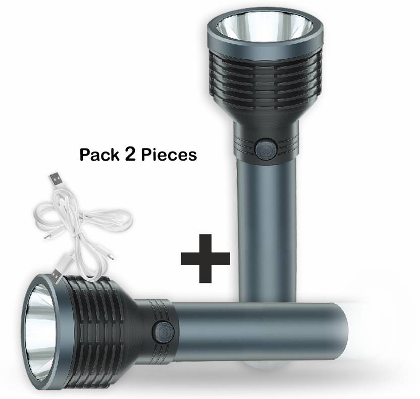 Make Ur Wish 2 In 1 Long Range LED Emergency Rechargeable Torch ...