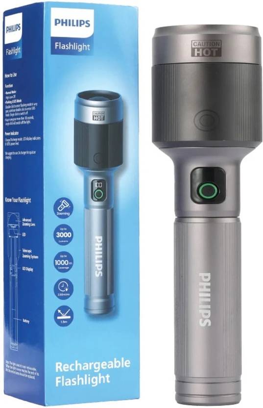 PHILIPS Aircraft Aluminium Alloy, Zoom LED Flashlight – 2500 lm ...