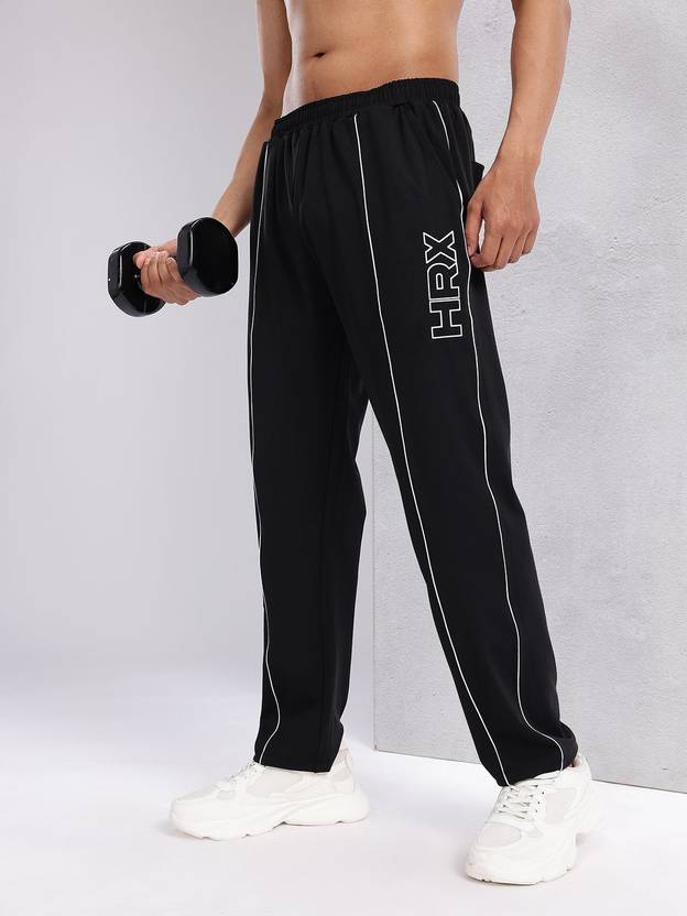 HRX by Hrithik Roshan Solid, Striped Men Black Track Pants - Buy HRX by ...