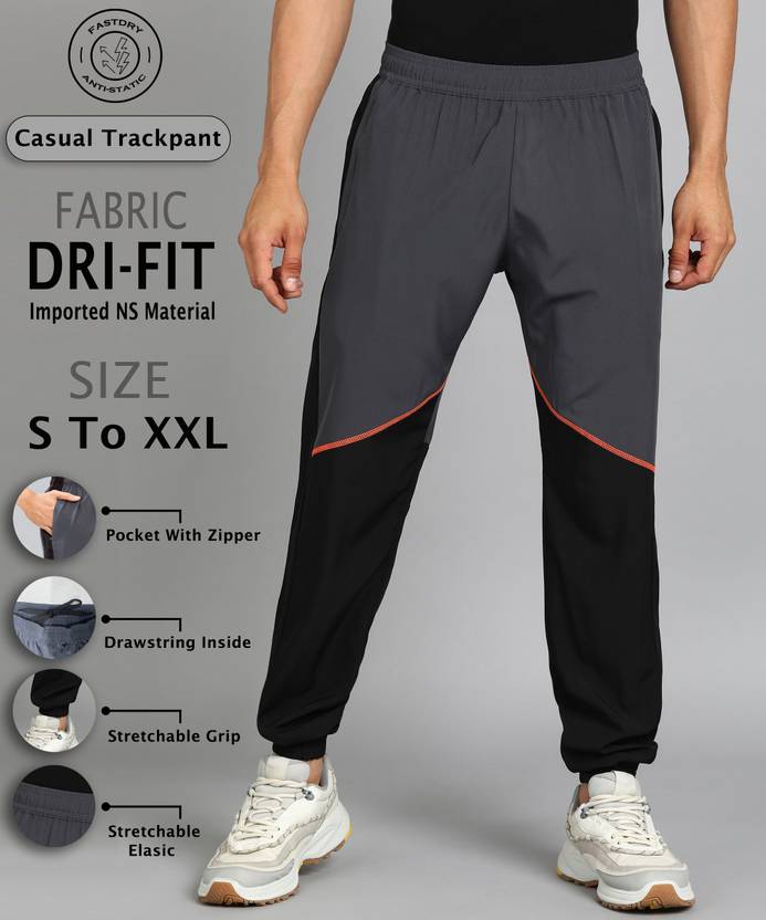 FOXTER Colorblock Men Black, Grey Track Pants - Buy FOXTER Colorblock ...