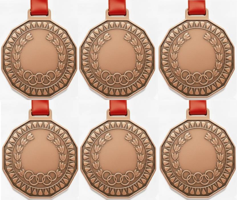 Be Win Bronze Octagon Medal Set with Red Ribbon | Sports & Games Award ...