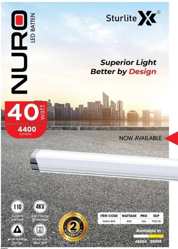 Sturlite 40WATT-NURO BATTEN 40 W 145 cm Tube Light Price in India - Buy ...