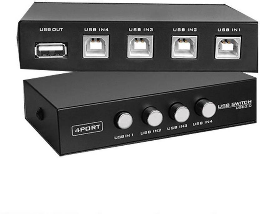 TERABYTE TV-out Cable USB Switch 4 Ports USB 2.0 Selector Switch for 4 ...