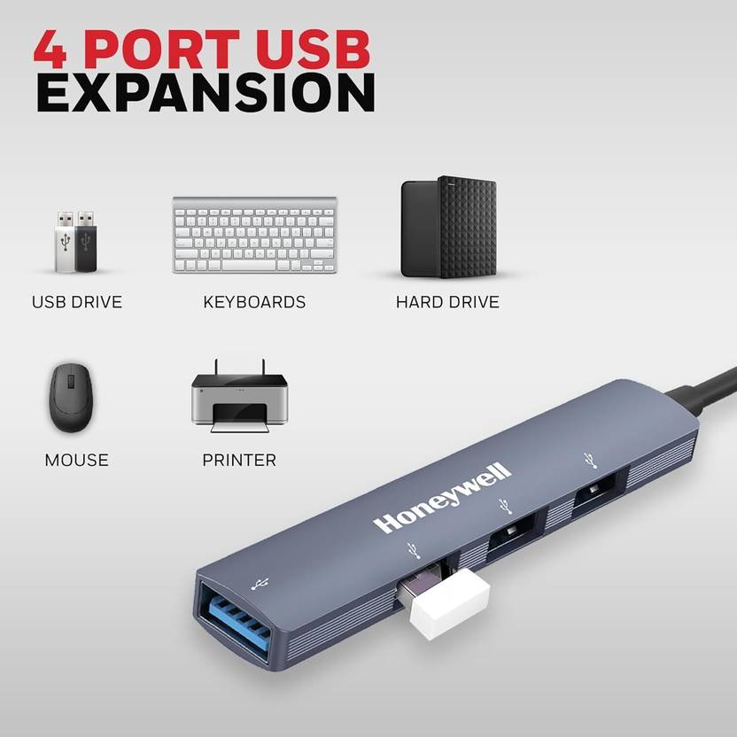 Honeywell 4in1 Ultra Slim Multiport Type C Hub to 1xUSB 3.0 & 3xUSB 2.0 ...
