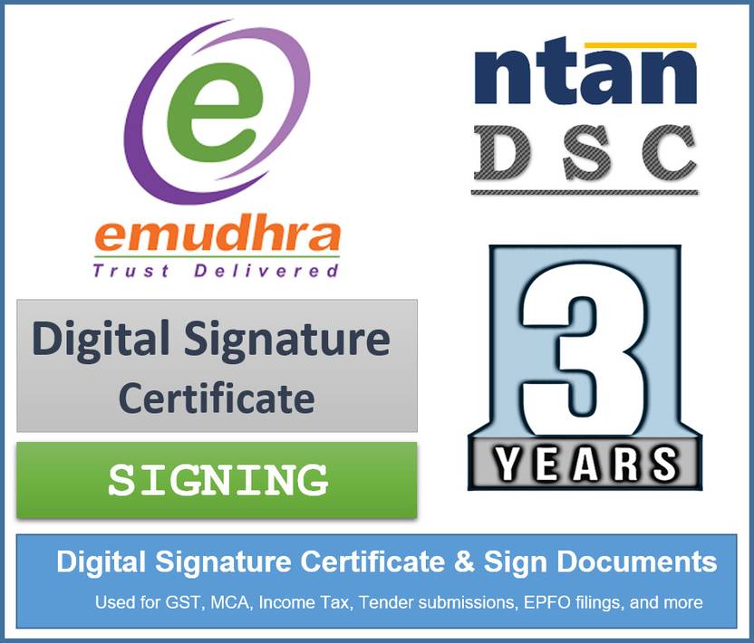 ntan eMudhra DSC - Class 3 Digital Signature for 3 Years with Token ...