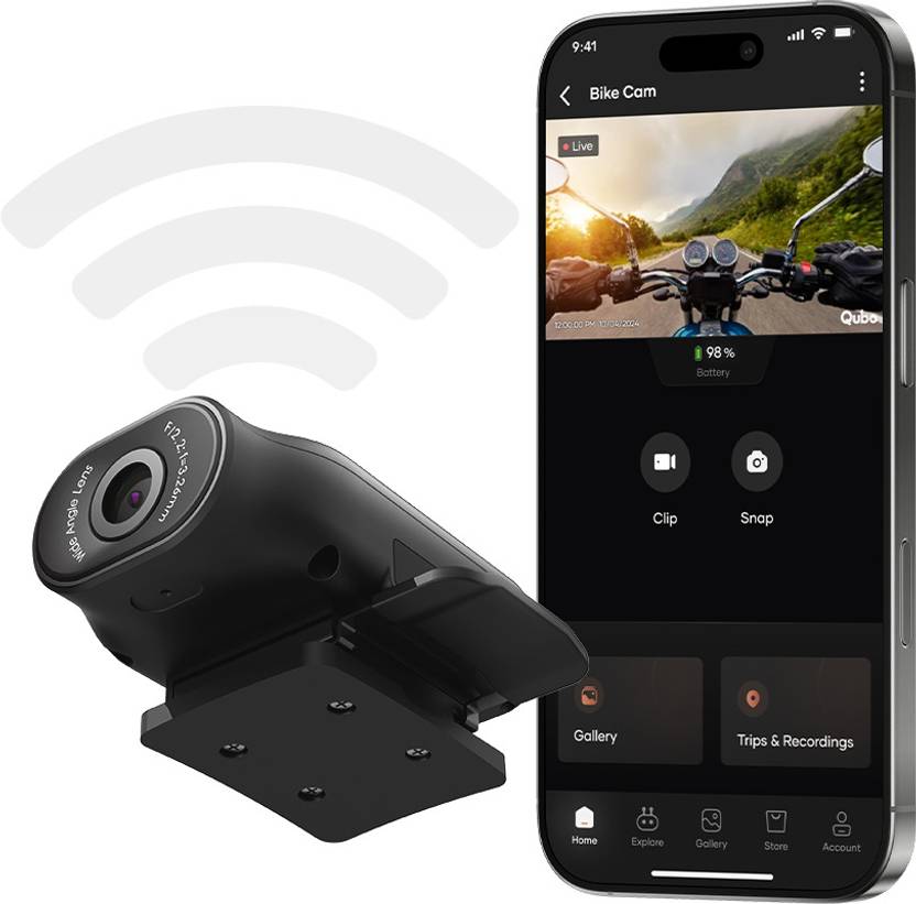 Qubo Smart Bike Cam Pro| 2K 3MP| NightPulse Vision| 2000mAh| 124? FOV ...