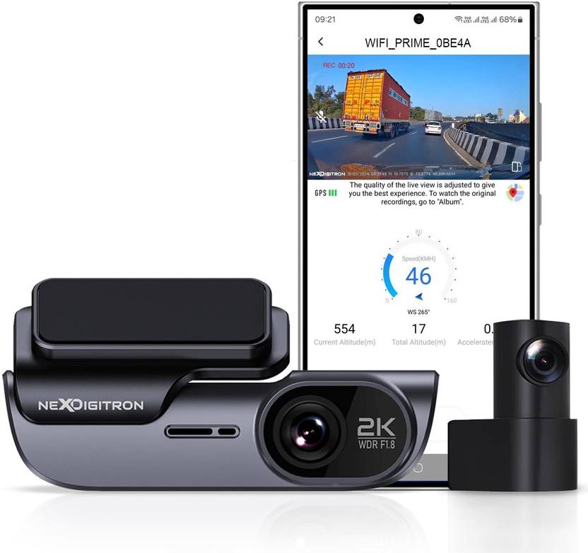 NEXDIGITRON PRIME 2K+ Dual Dash Camera, IMX335 Sensor, in-built GPS ...