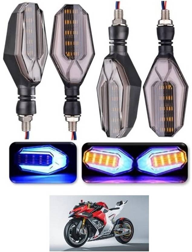 QUIRKY ZONE Front, Rear LED Indicator Light for Bajaj, Hero, Honda, TVS, Suzuki, Universal For ...