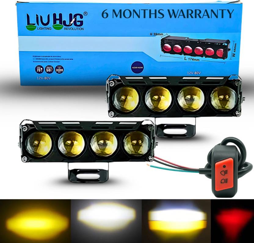 LIU HJG Yellow/White 4 LED 100 Watt Fog Light With Devil Eye Fog Lamp ...
