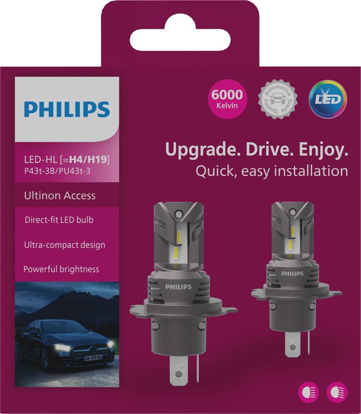 PHILIPS 11342U2500 Ultinon Access H4/H19 direct-fit 6000K Cool White ...