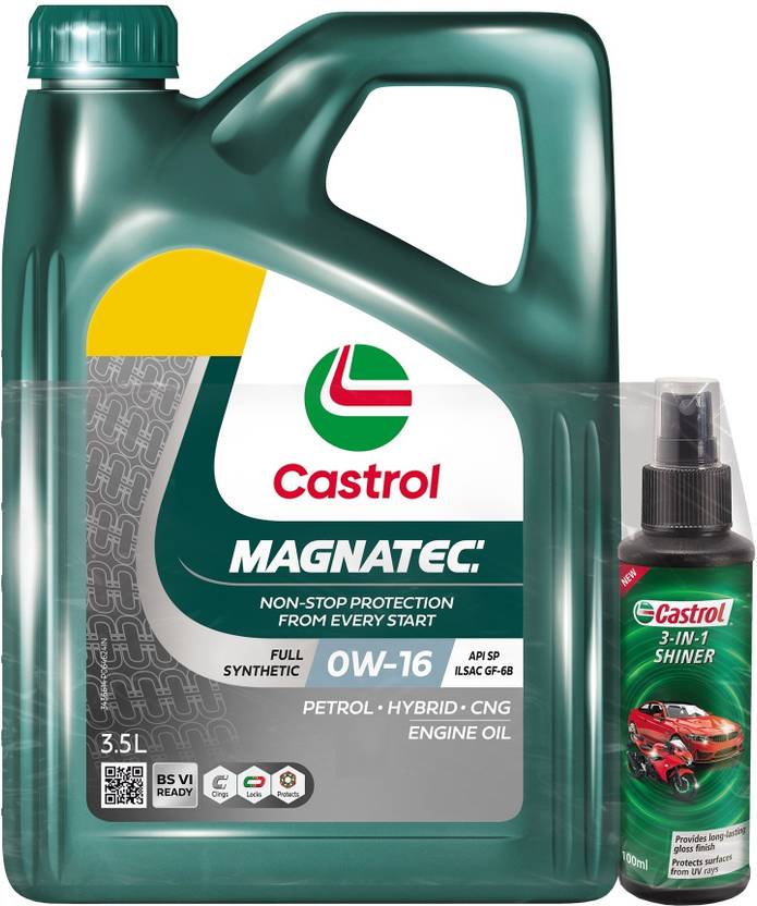 Castrol MAGNATEC 0W16(3.5L)+3-IN-1 SHINER(100ML) Full-Synthetic Engine ...