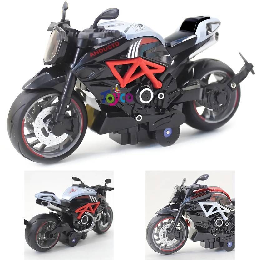 Toyco 1:14 Scale Pull Back Diecast Alloy Classic Motorcycle Toy Bike ...