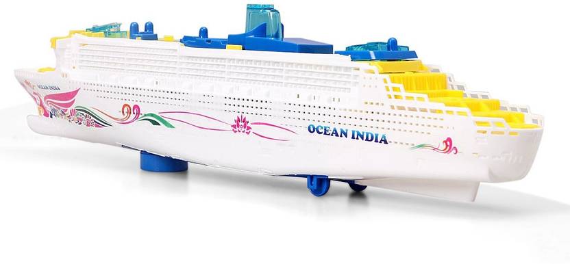 IndusBay Musical Bump and Go Ocean Cruise Ship Toy with 3D Flashing Light & Sound - Musical Bump ...