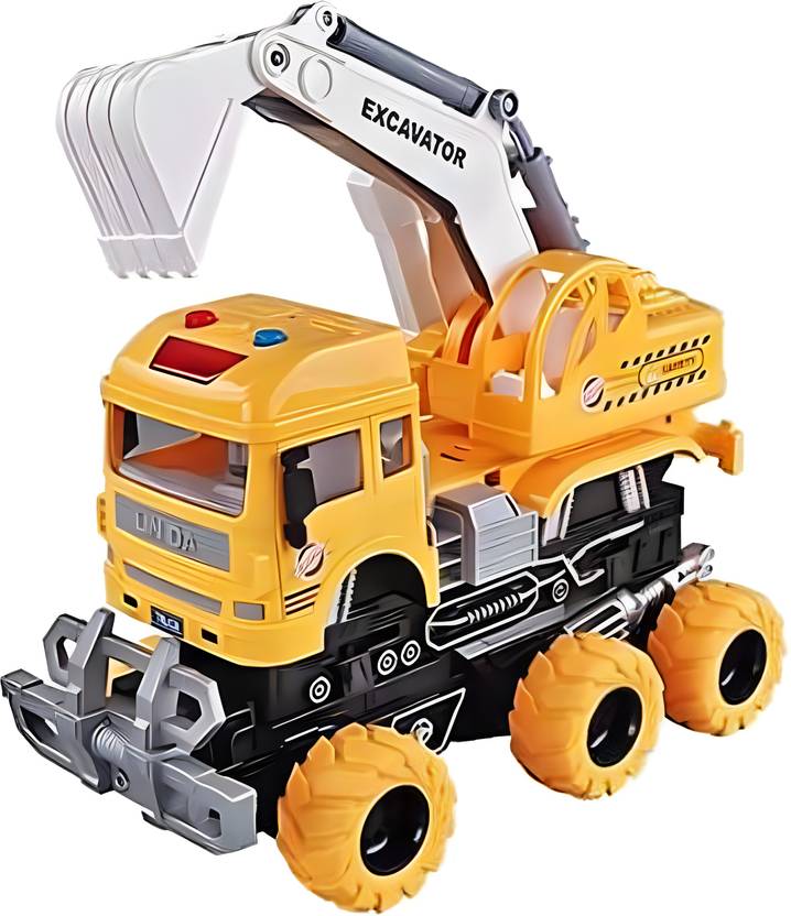Lumo Brilliant Toys Friction Powered Excavator Truck Lights & Music 6x6 ...