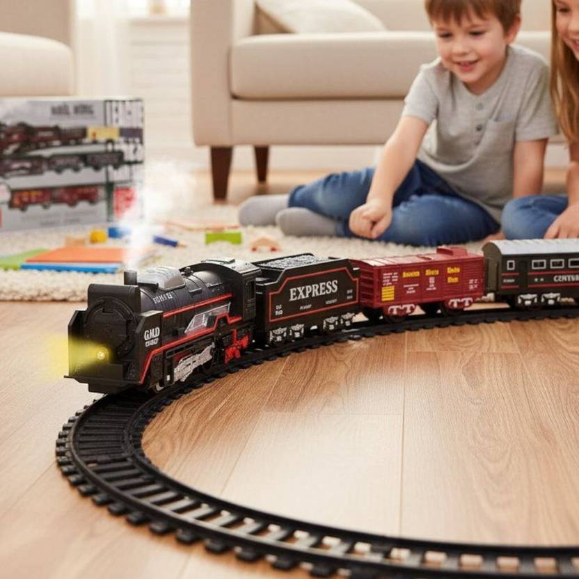 SABIRAT Passenger Smoke Train, Sound, Color Light, Rechargeable Train ...