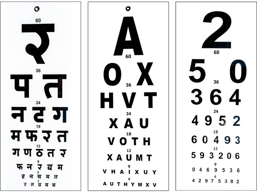 Ansh Enterpris eye test chart "Hindi,English,Number" Vision Test Chart ...