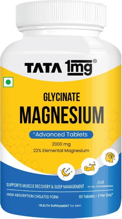 TATA 1mg Magnesium Glycinate Tablets | For Muscle Recovery, Sleep & Nerve Health Price in India ...