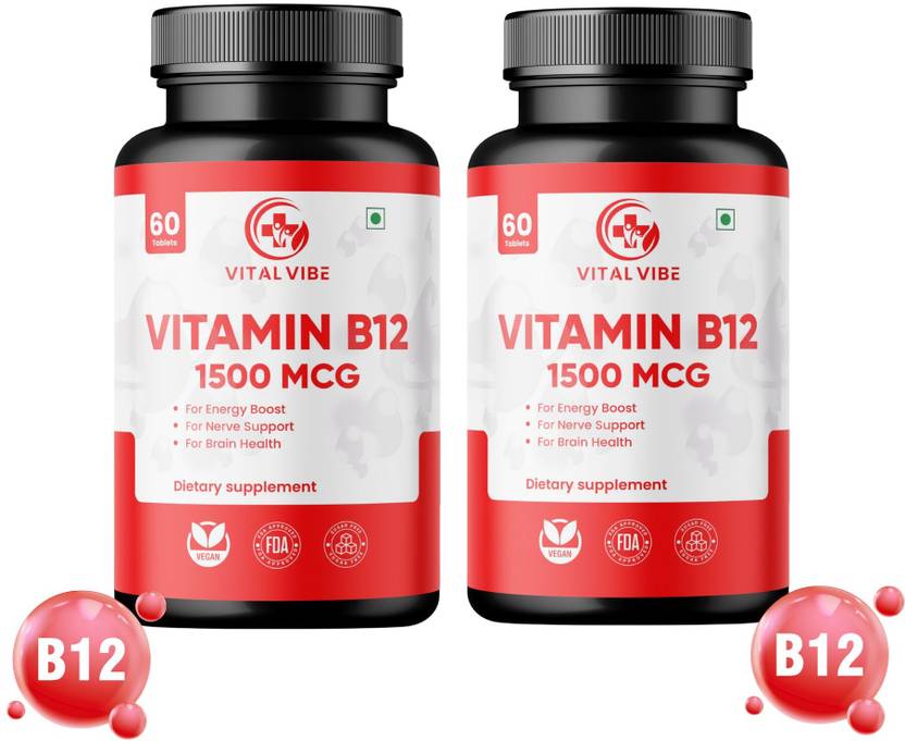 VITAL VIBE Vitamin B12 Methylcobalamin 1500 mcg Tablets | Energy Booster & Nerve Support Price ...