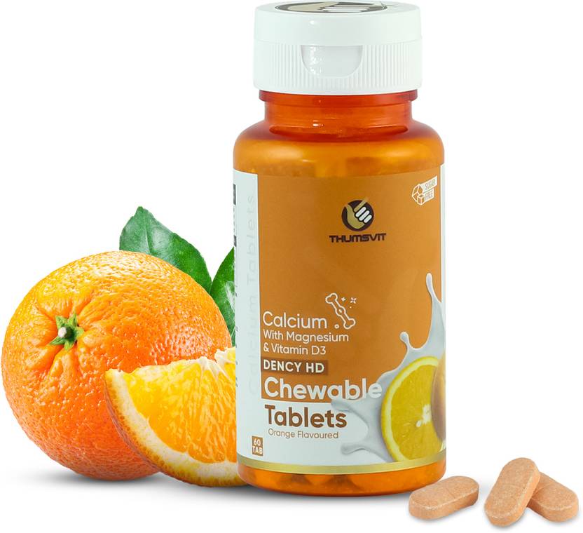 Dency Orange Flavour Chewable Calcium with Magnesium & Vitamin Bone ...