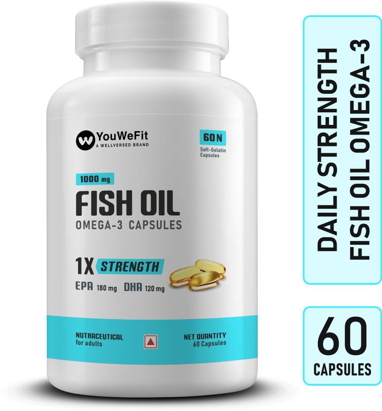 YouWeFit Omega-3 Fish Oil | 1000mg Daily Strength Fish Oil Capsules ...