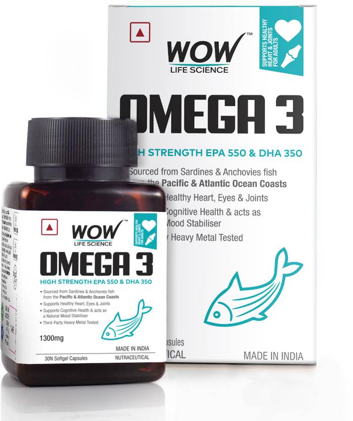 WOW Life Science Omega-3 1300 mg EPA + DHA Enriched Price in India ...
