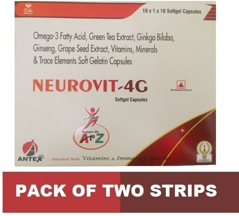 NEUROVIT 4G MULTIVITAMIN CAPSULE WITH GINSENG (2*10CAPS) Price in India ...
