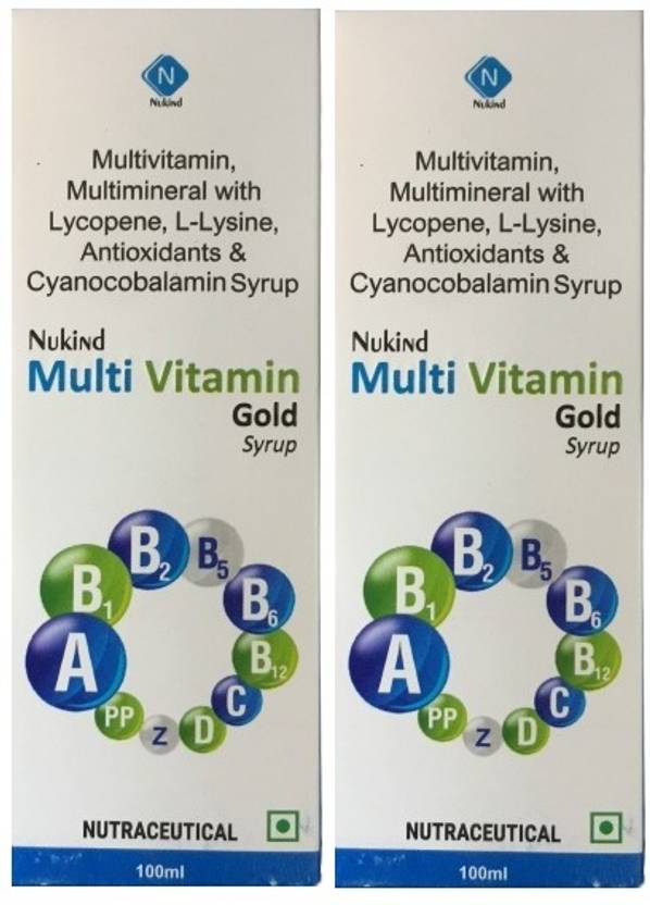 Nukind MULTIVITAMIN GOLD SYRUP FOR MEN AND WOMEN (2*100ML) Price in ...