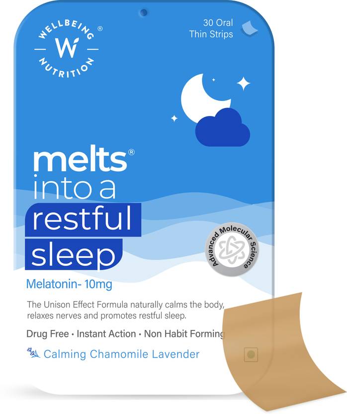 Wellbeing Nutrition Melts Restful Sleep Plant-Based Melatonin 10mg for ...
