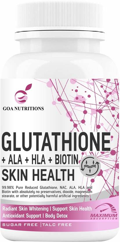 GOA NUTRITIONS Glutathione Tablets 1000mg For Skin, Face, and Hair For ...
