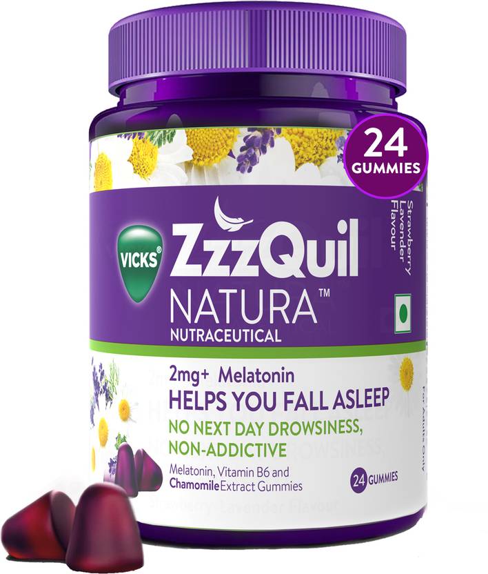 VICKS ZzzQuil Natura, Non-Addictive Sleep Gummy, Melatonin helps you ...