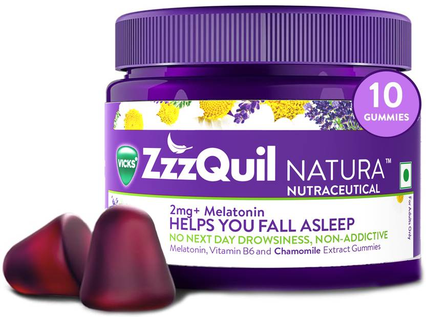 VICKS ZzzQuil Natura, Non-Addictive Sleep Gummy, Melatonin helps you ...