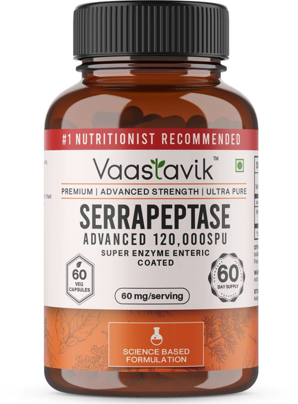 Vaastavik Serrapeptase 120000 SPU Supplement High Strength ...