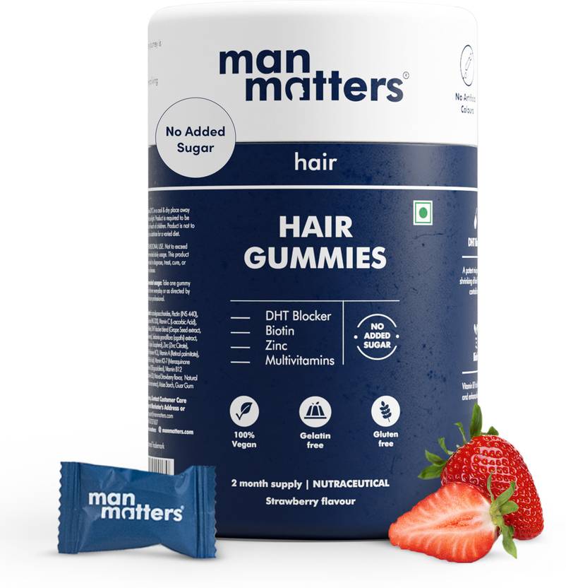 Man Matters 5000 mcg Biotin Hair Gummies| 2 Months Pack |With Vitamin A ...