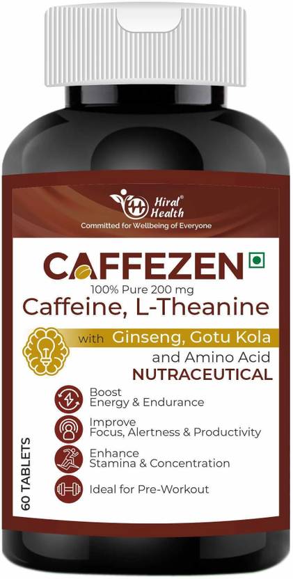 Hiral Health Caffezen Caffeine Tablets - Boost Energy, Stamina with ...
