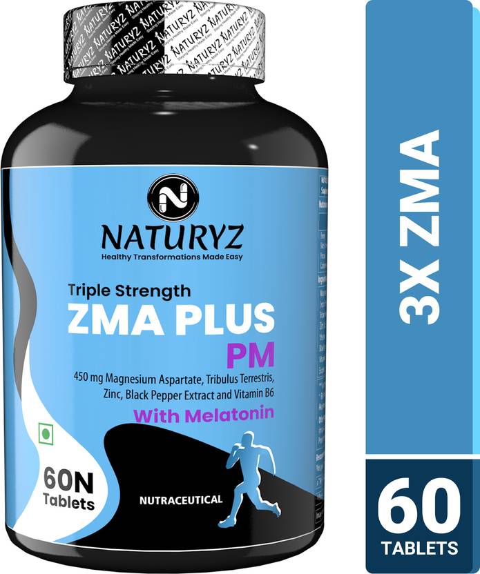 NATURYZ Triple Strength ZMA Plus PM with Melatonin for Muscle Recovery ...