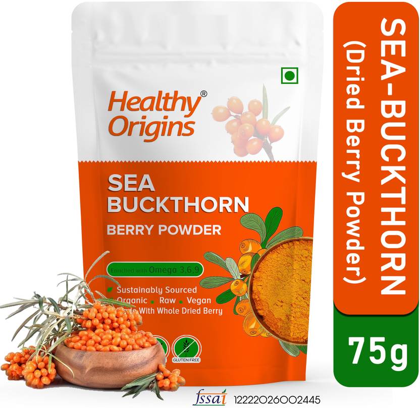 Healthy Origins Seabuckthorn Dry Berry Powder 75g| Vitamin C, Collagen ...