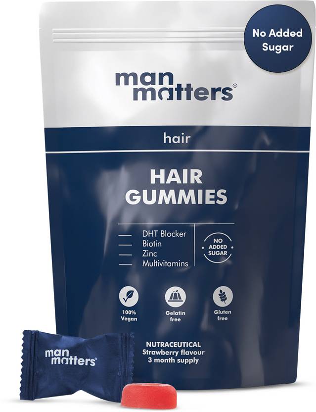 Man Matters Biotin Hair Gummies | Strong &Healthy Hair | No Added Sugar ...