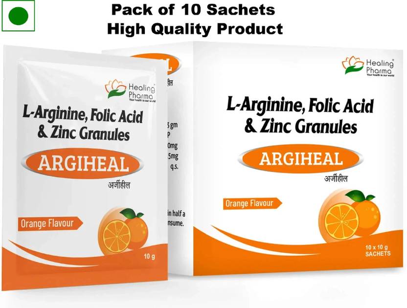 healing pharma ARGIHEAL L Arginine Powder Sugar Free, Orange Flavour ...