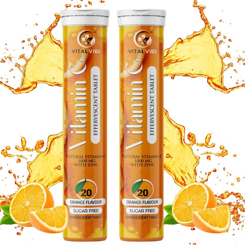 VITAL VIBE Vitamin C Natural Effervescent Tablets 1000mg for Immune ...