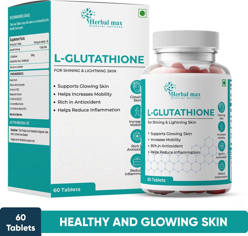 Herbal max L-Glutathione Tablet For Glowing Skin & Reduce Pigmentation ...