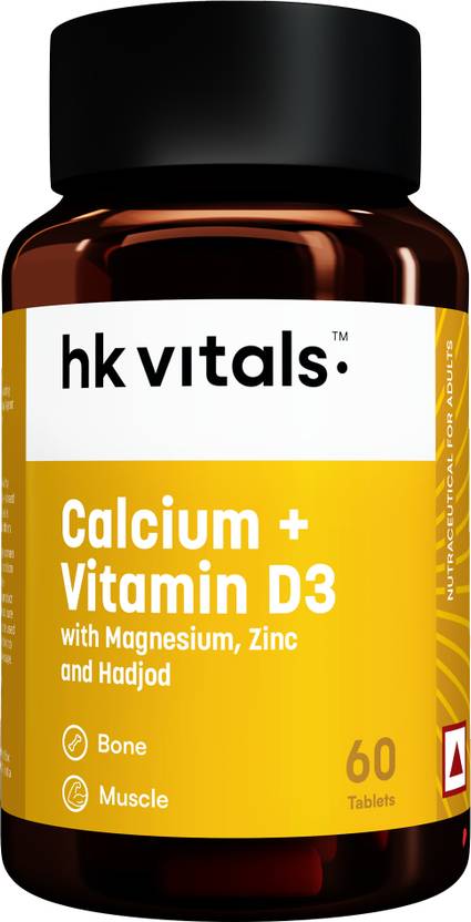 HEALTHKART Calcium Tablets for Men and Women with Vitamin D3 for ...