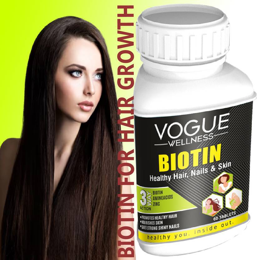 Vogue Wellness Biotin Tablets For Hair Growth Hair Fall & Glowing Skin ...