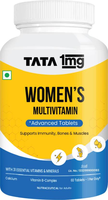 TATA 1mg Women's Multivitamin Veg Tablet with Zinc, Vitamin C, Calcium ...