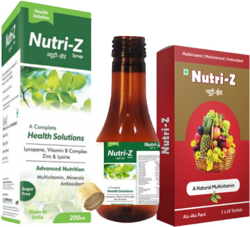 Nutri-Z Tablet & Syrup| Multivitamin, Minerals & Antioxidant for Men ...