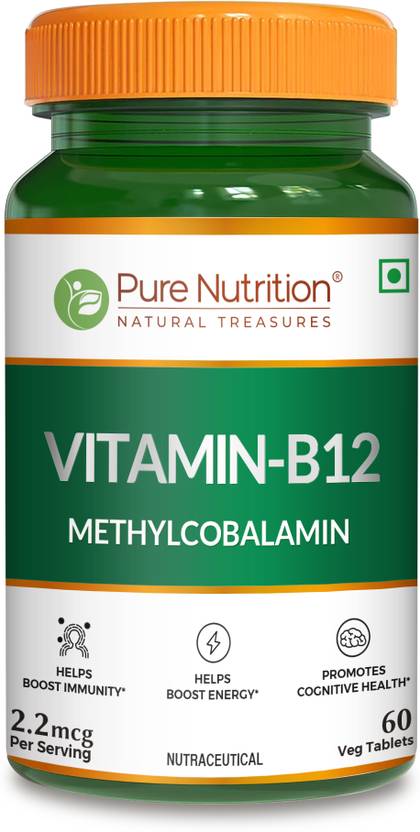 Pure Nutrition Vitamin B12 (Methylcobalamin) 2.2mcg Boosts Energy ...