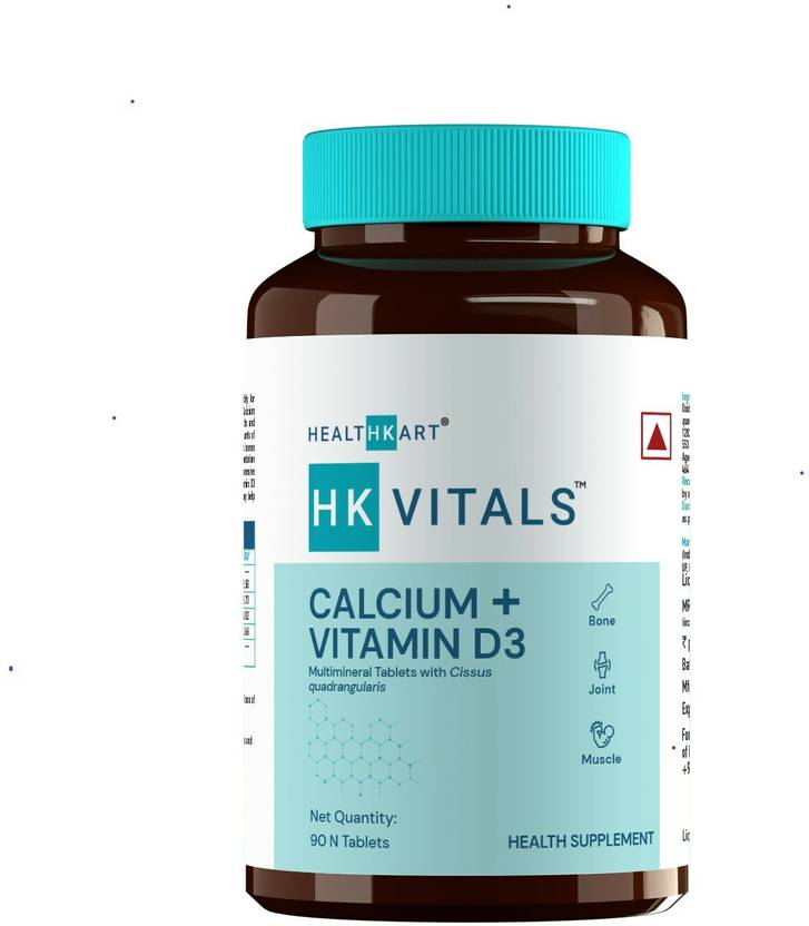 HEALTHKART HK Vitals Calcium Tablets for Women & Men + Vitamin D3 for ...